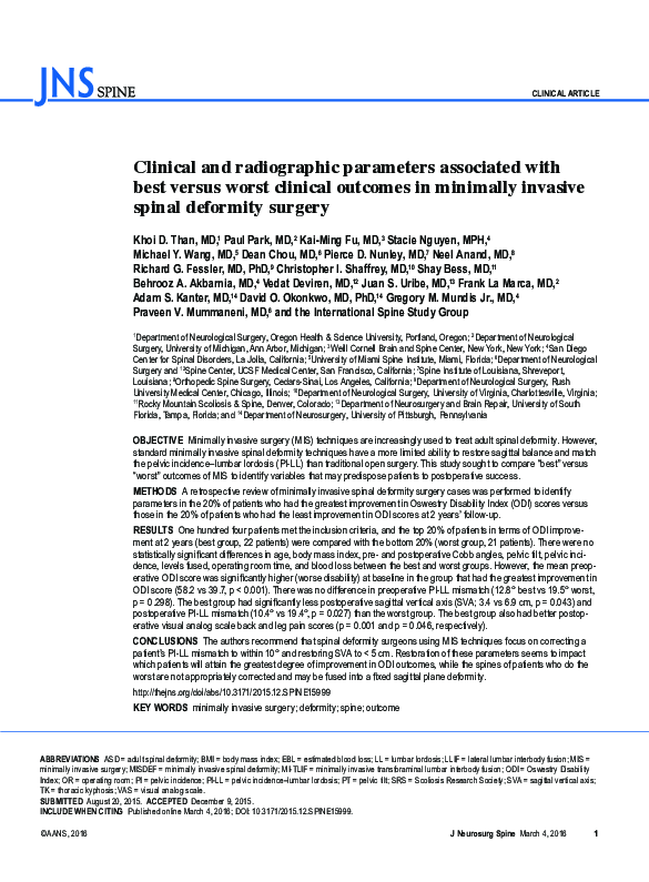 (PDF) Clinical and Radiographic Parameters Associated with Best versus ...