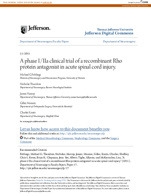 (PDF) A Phase I/IIa Clinical Trial of a Recombinant Rho Protein ...