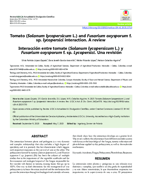 (PDF) Tomato (Solanum lycopersicum L.) and Fusarium oxysporum f. sp ...