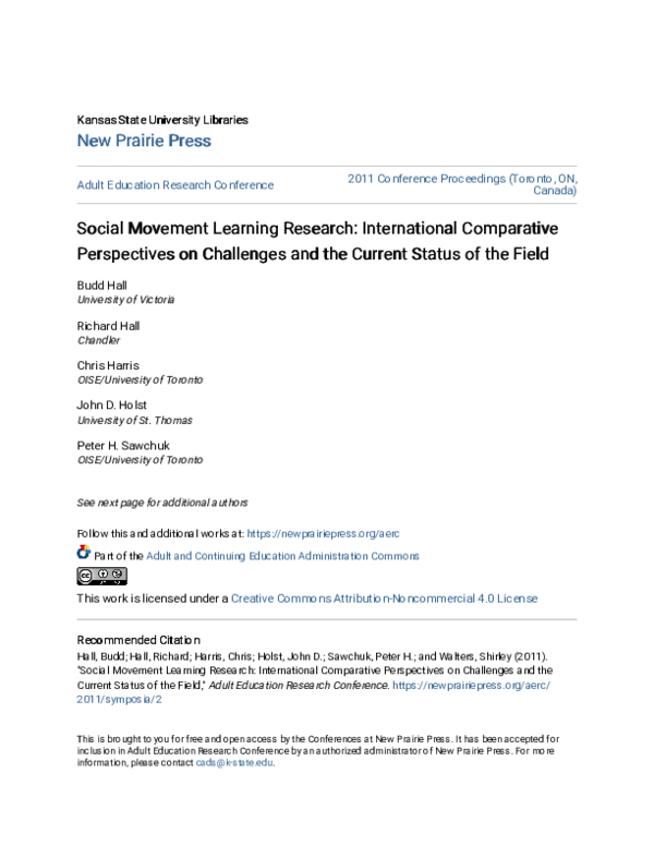 (PDF) Social Movement Learning Research: International ...