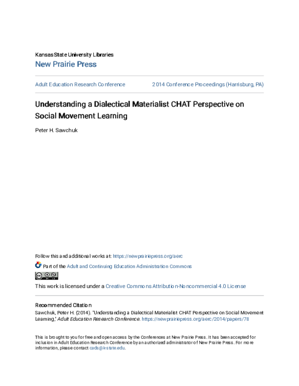 (PDF) Understanding a Dialectical Materialist CHAT Perspective on ...