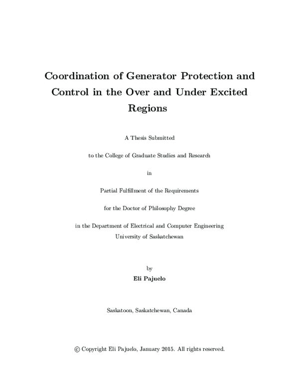 (PDF) Coordination of Generator Protection and Control in the Over and ...