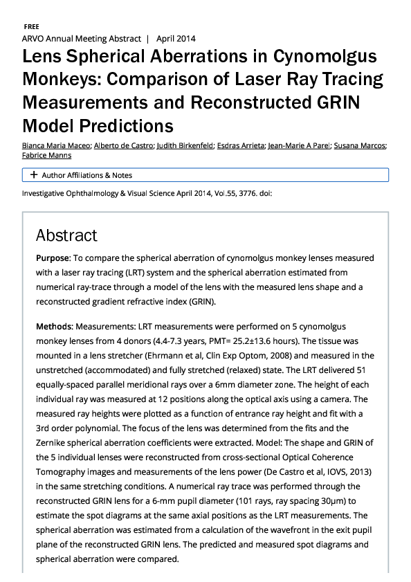 (PDF) Lens Spherical Aberrations in Cynomolgus Monkeys: Comparison of Laser Ray Tracing ...