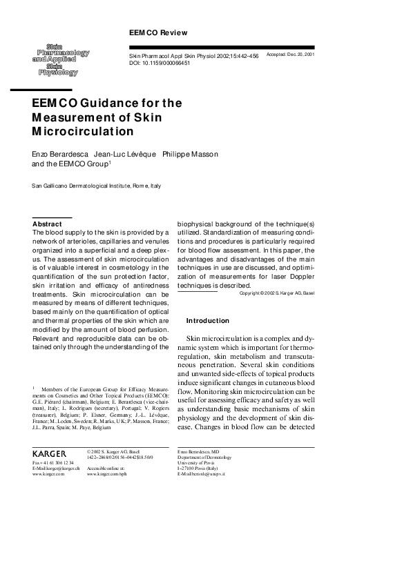 (PDF) EEMCO Guidance for the Measurement of Skin Microcirculation