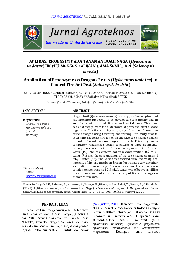 (PDF) APLIKASI EKOENZIM PADA TANAMAN BUAH NAGA (Hylocereus undatus ...