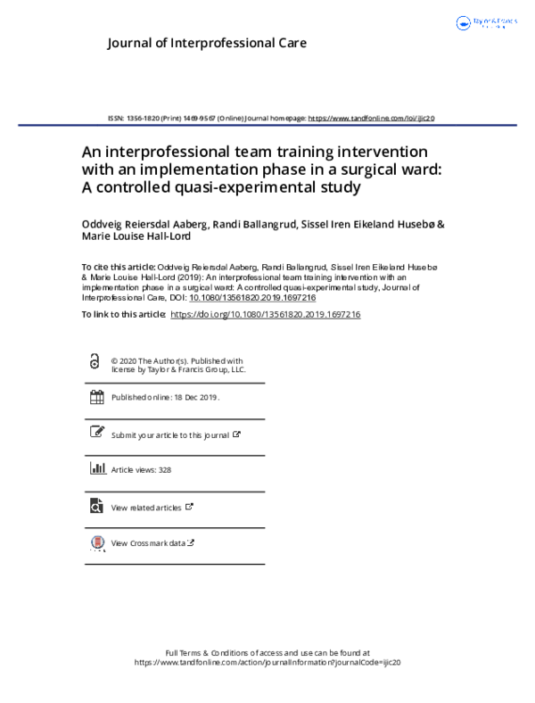 (PDF) An interprofessional team training intervention with an ...