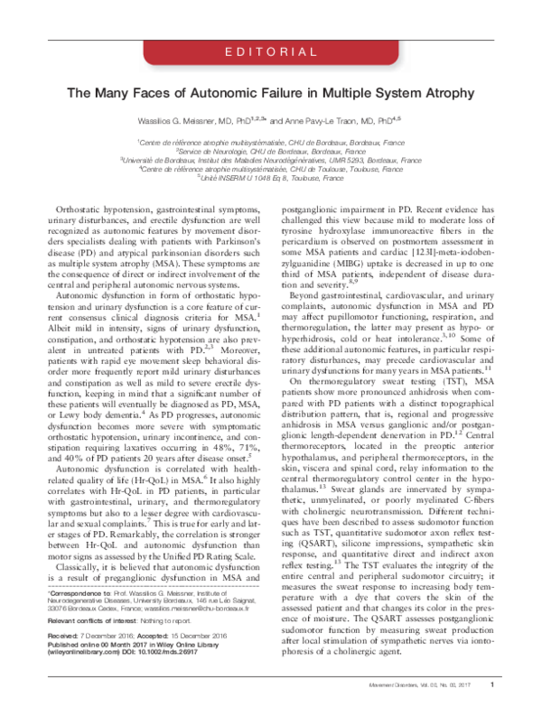 (PDF) The many faces of autonomic failure in multiple system atrophy