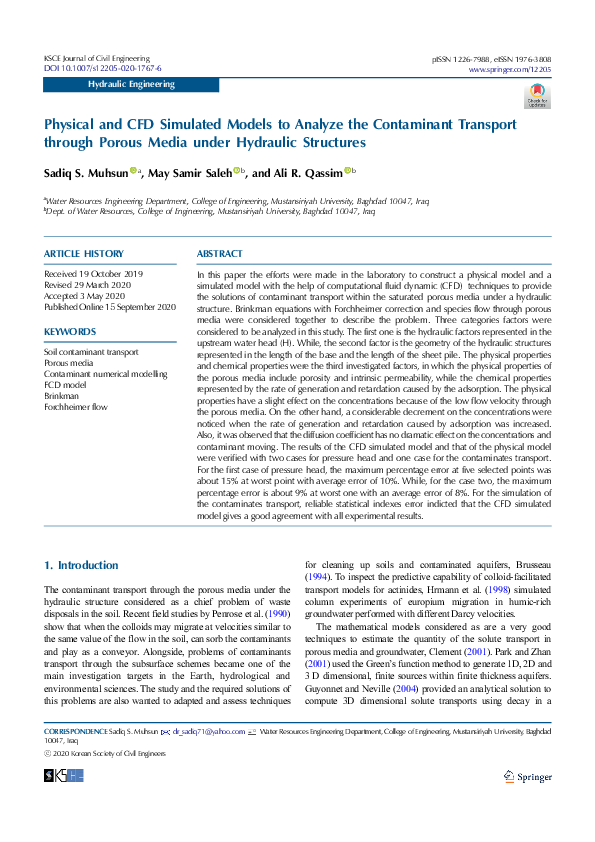 (PDF) Physical and CFD Simulated Models to Analyze the Contaminant ...