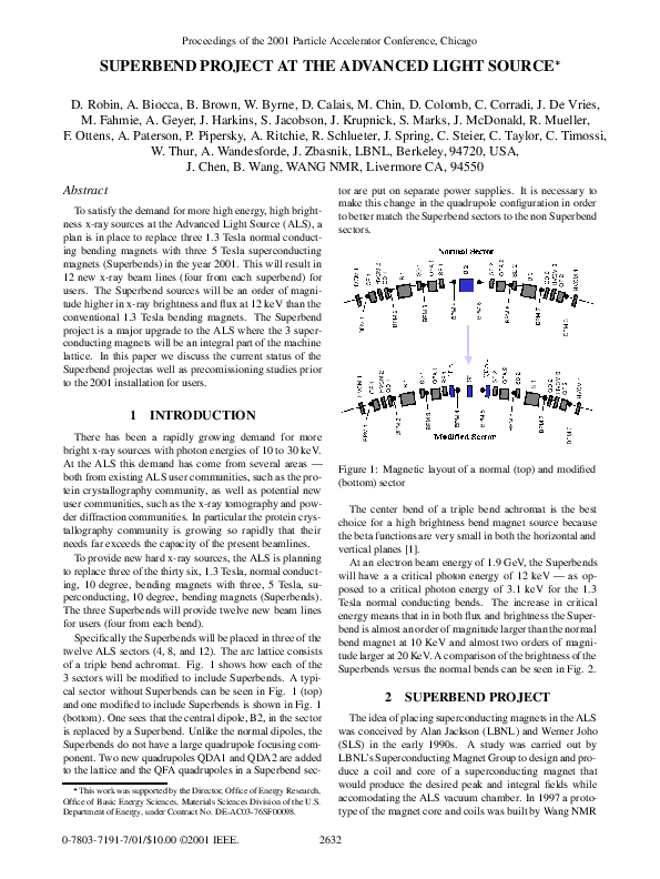 (PDF) Superbend project at the Advanced Light Source