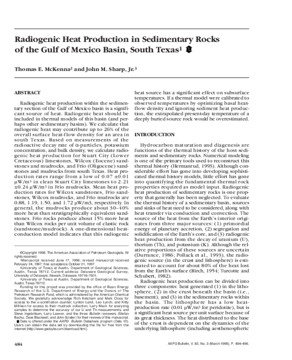 (PDF) Radiogenic Heat Production in Sedimentary Rocks of the Gulf of ...