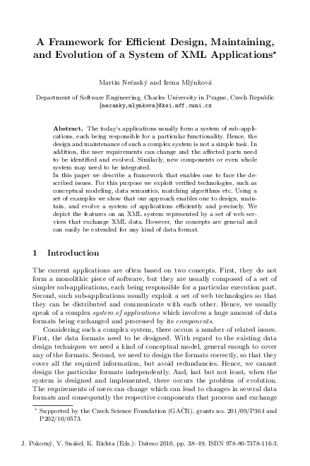 (PDF) A framework for efficient design, maintaining, and evolution of a system of XML applications