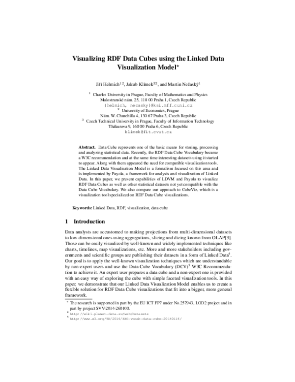 (PDF) Visualizing RDF Data Cubes Using the Linked Data Visualization Model