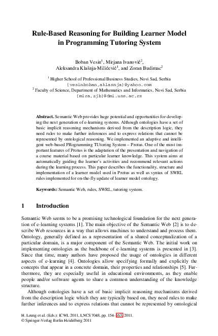 (PDF) Rule-Based Reasoning for Building Learner Model in Programming ...