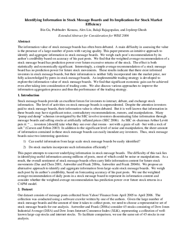(PDF) Identifying Information in Stock Message Boards and Its ...