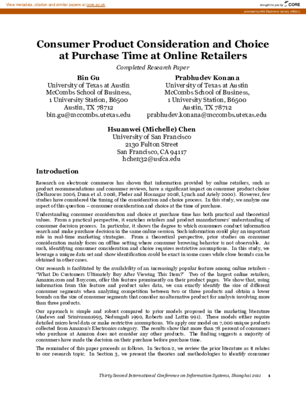 (PDF) Consumer Product Consideration and Choice at Purchase Time at ...