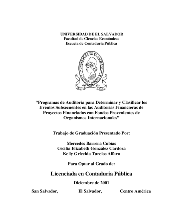 (PDF) Programas de auditoria para determinar y clasificar los eventos ...