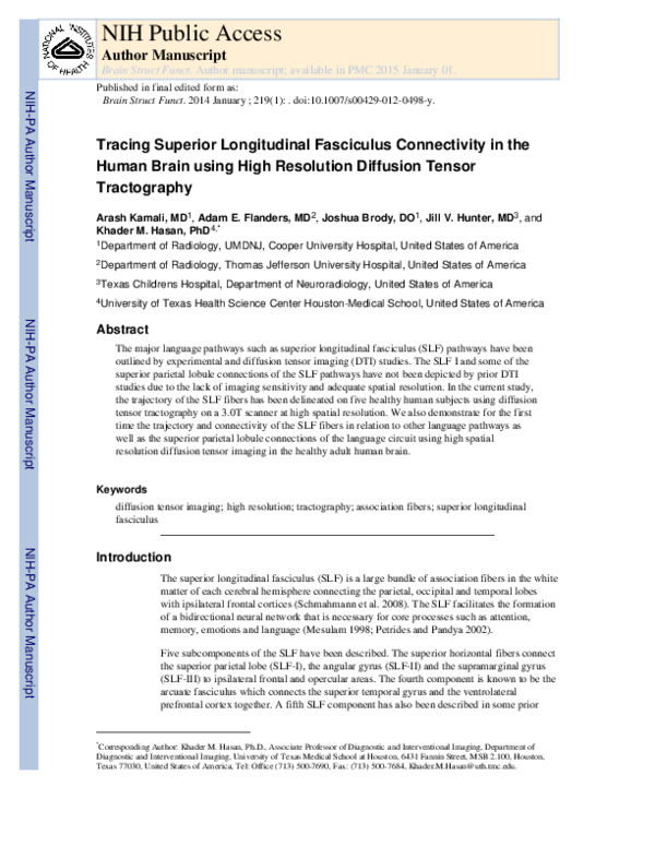 (PDF) Tracing superior longitudinal fasciculus connectivity in the ...