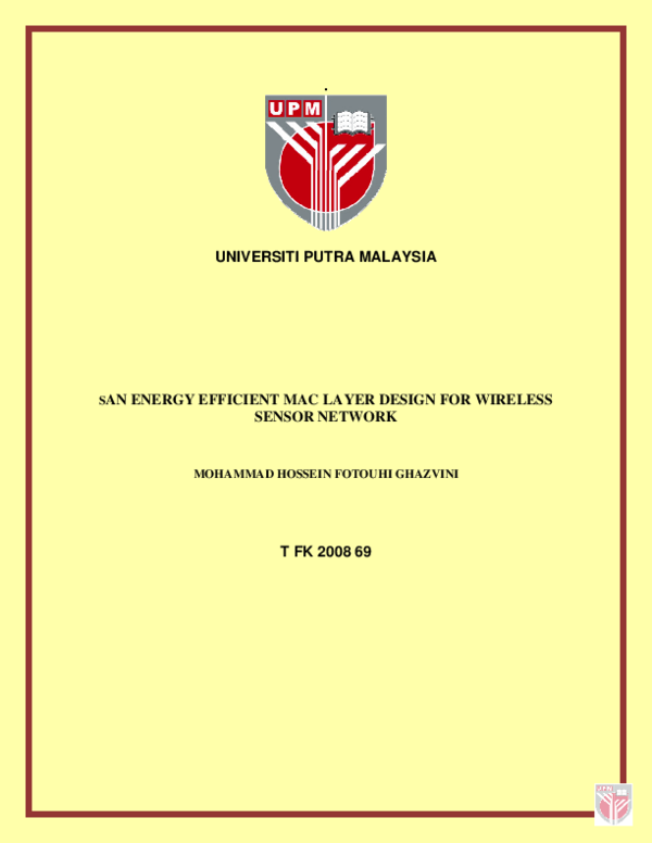 Pdf An Energy Efficient Mac Layer Design For Wireless Sensor Network