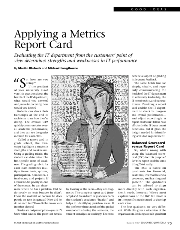 (PDF) Applying a Metrics Report Card