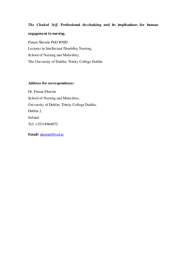 (PDF) Professional de-cloaking and its implications for human ...
