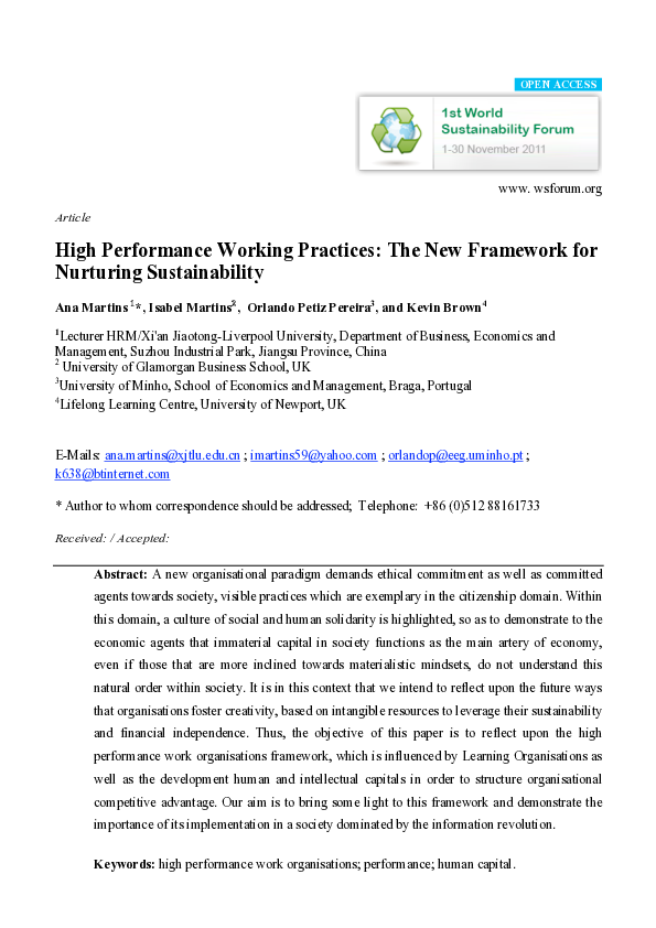 (PDF) High Performance Working Practices: The New Framework for ...