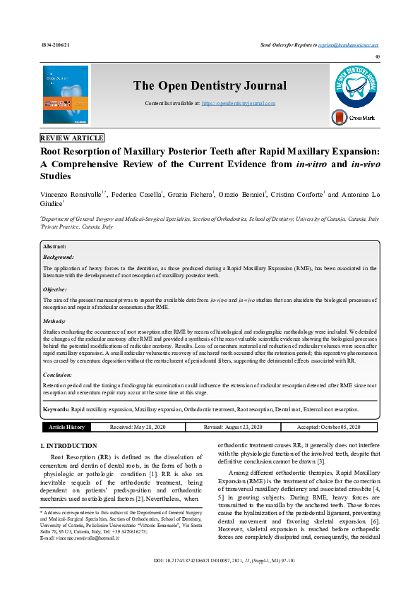 (PDF) Root Resorption of Maxillary Posterior Teeth after Rapid Maxillary Expansion: A ...