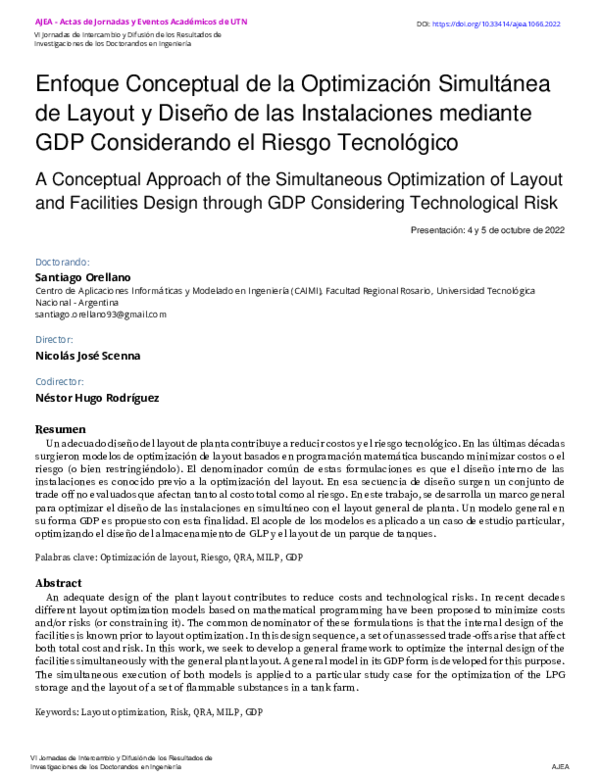 (PDF) Enfoque Conceptual de la Optimización Simultánea de Layout y ...