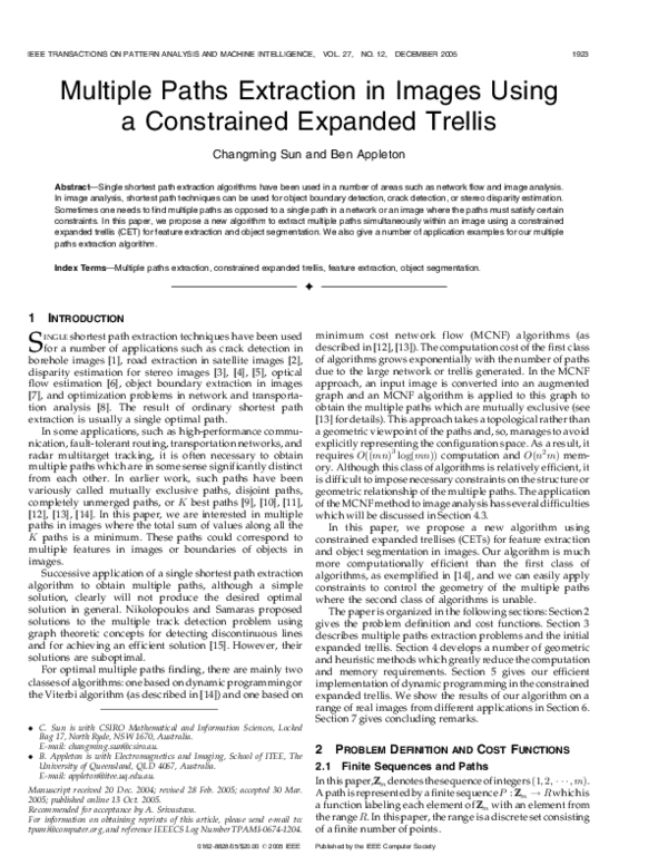 Pdf Constrained Multiple Path Extraction In Images