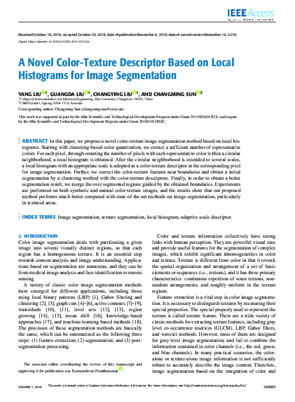 Pdf A Novel Color Texture Descriptor Based On Local Histograms For Image Segmentation
