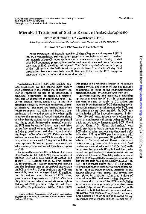 (PDF) Microbial Treatment of Soil to Remove Pentachlorophenol