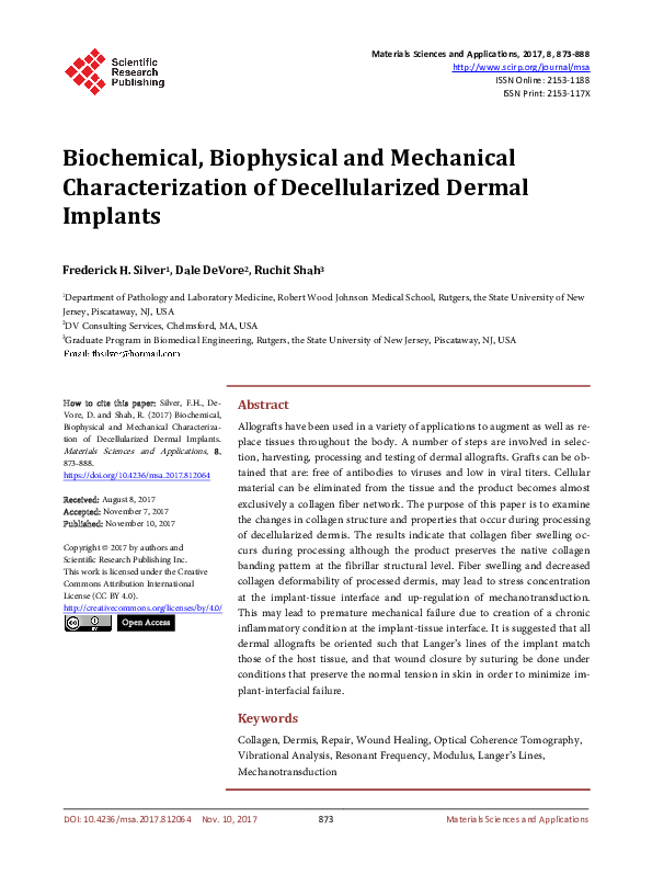 (PDF) Biochemical, Biophysical and Mechanical Characterization of ...