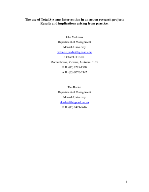 (PDF) The use of total systems intervention in an action research ...