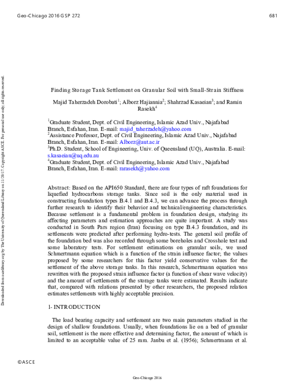 (PDF) Finding Storage Tank Settlement on Granular Soil with Small ...