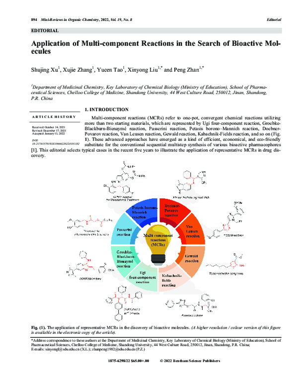 (PDF) Application of Multi-component Reactions in the Search of ...