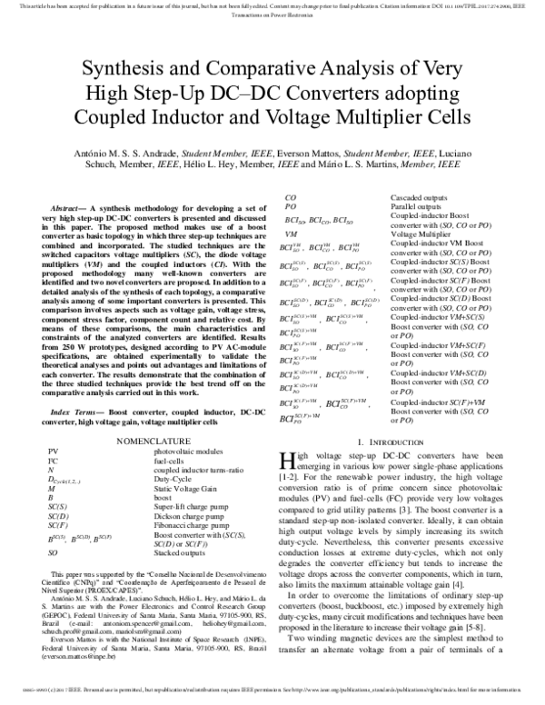 Synthesis and Comparative Analysis of Very High Step-Up DC–DC Converters Adopting Coupled ...