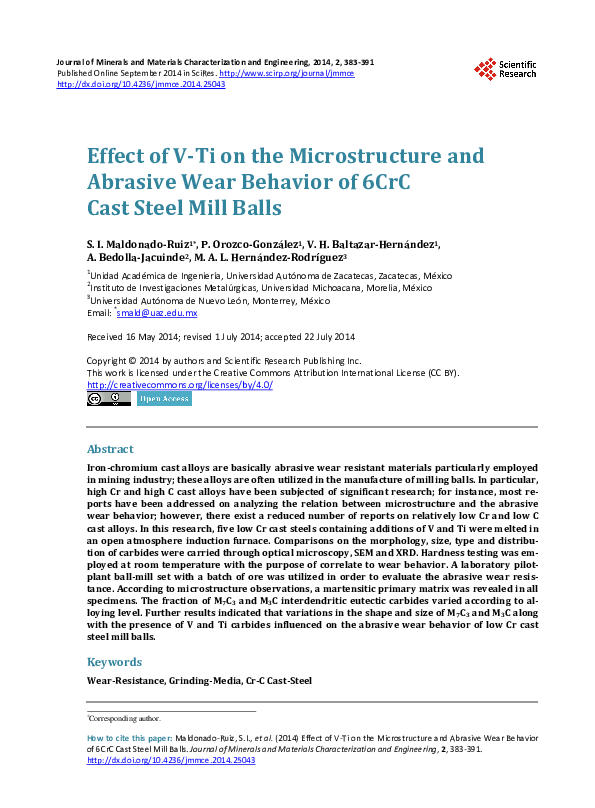 (PDF) Effect of V-Ti on the Microstructure and Abrasive Wear Behavior ...