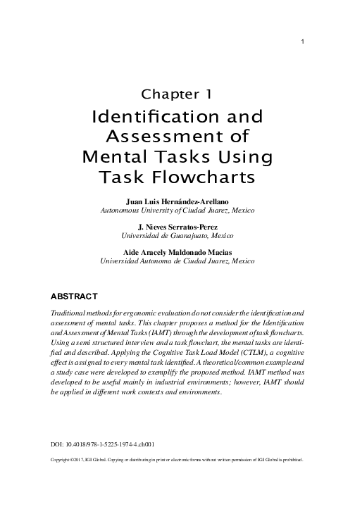 (PDF) Identification and Assessment of Mental Tasks Using Task Flowcharts