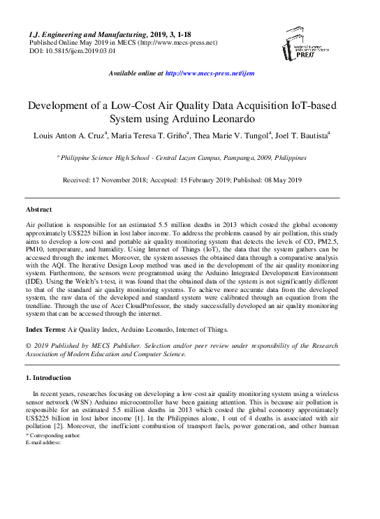 (PDF) IoT-Based Low-Cost Air Quality Monitoring System