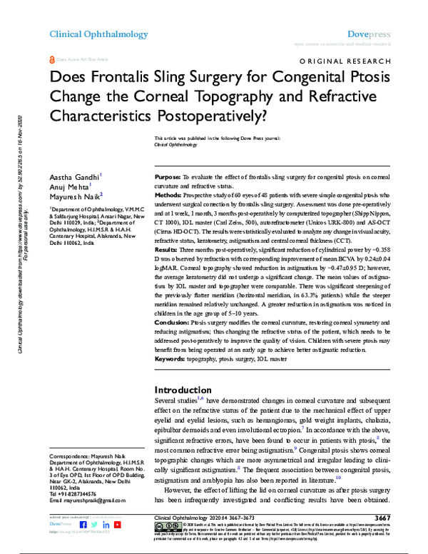 (PDF) Does Frontalis Sling Surgery for Congenital Ptosis Change the ...