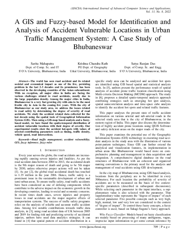Pdf A Gis And Fuzzy Based Model For Identification And Analysis Of Accident Vulnerable