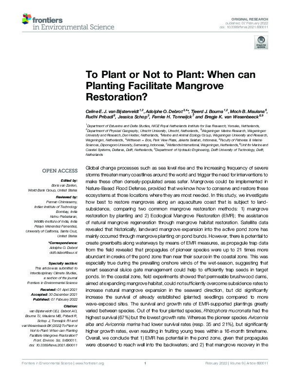 (PDF) To Plant or Not to Plant: When can Planting Facilitate Mangrove ...