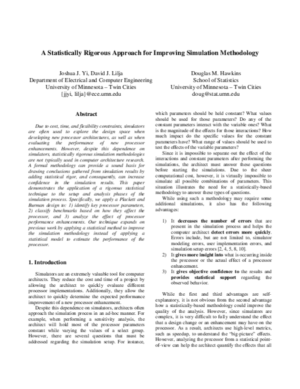 (PDF) A Statistically Rigorous Approach for Improving Simulation Methodology