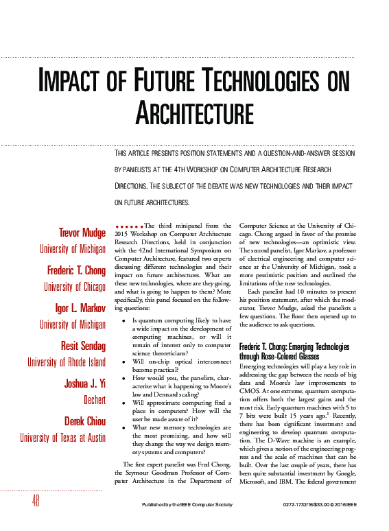 (PDF) Impact of Future Technologies on Architecture