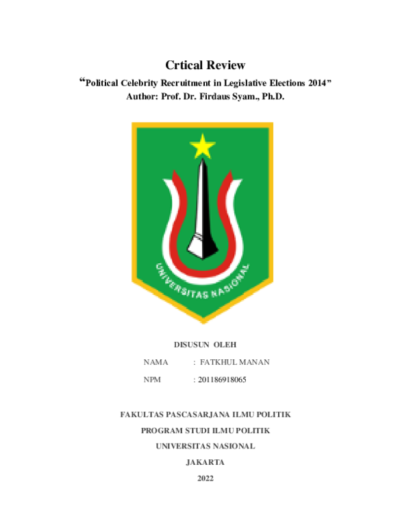 (PDF) Budaya dan Pemikiran Politik Indonesia Dosen : Prof. Dr. Firdaus ...