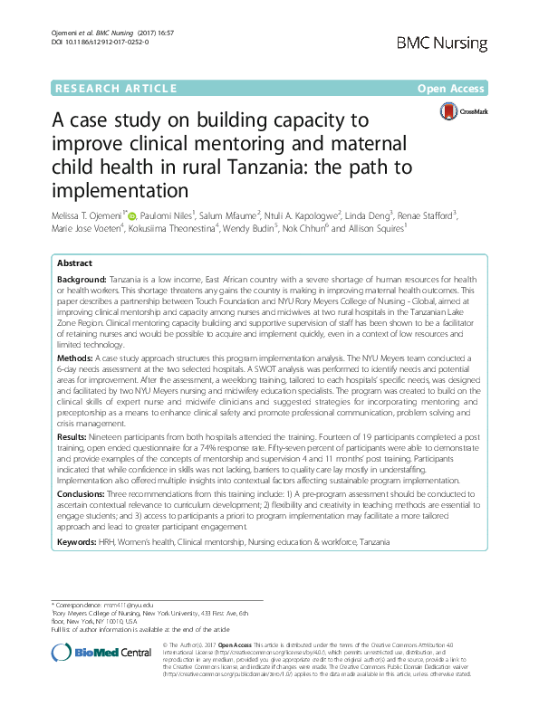 (PDF) A case study on building capacity to improve clinical mentoring ...