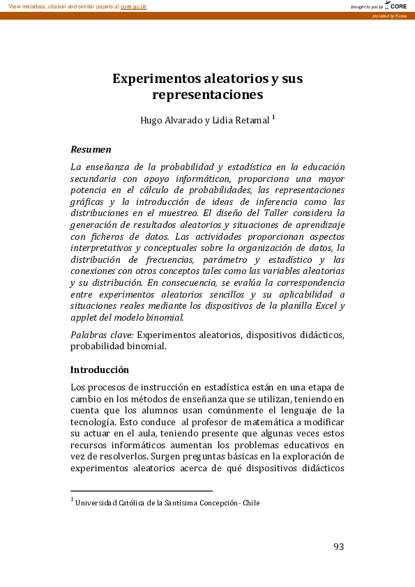 (PDF) Experimentos aleatorios y sus representaciones