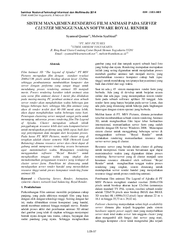 (PDF) Sistem Manajemen Rendering Film Animasi Pada Server Cluster ...