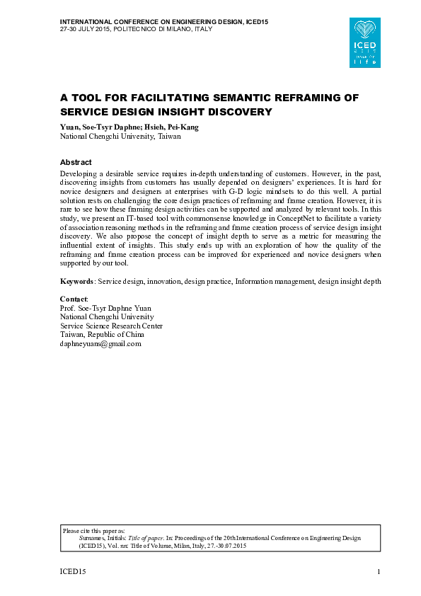 (PDF) A Tool for Facilitating Semantic Reframing of Service Design ...