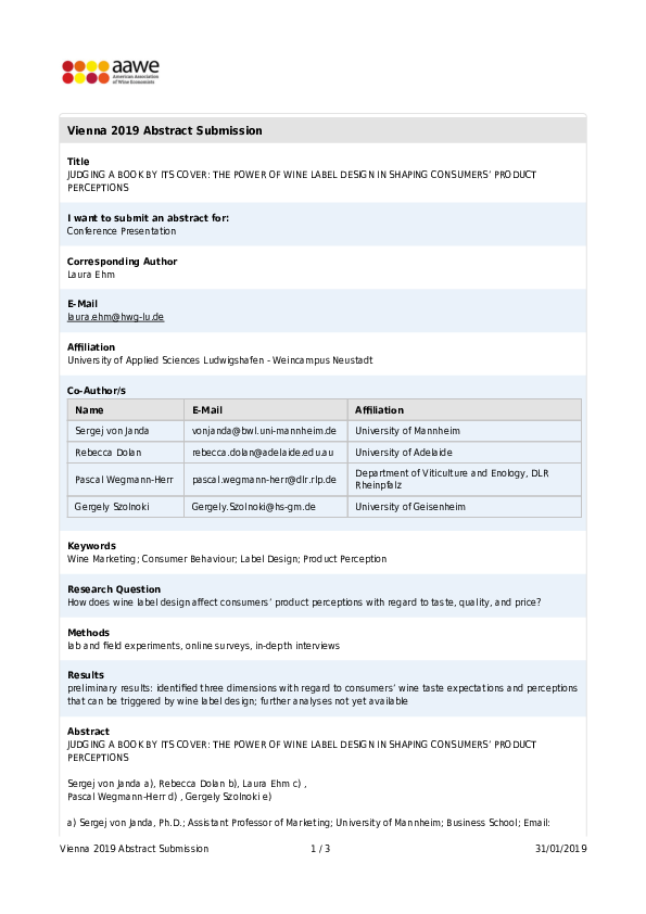 (PDF) Judging a book by its cover: The power of wine label design in ...