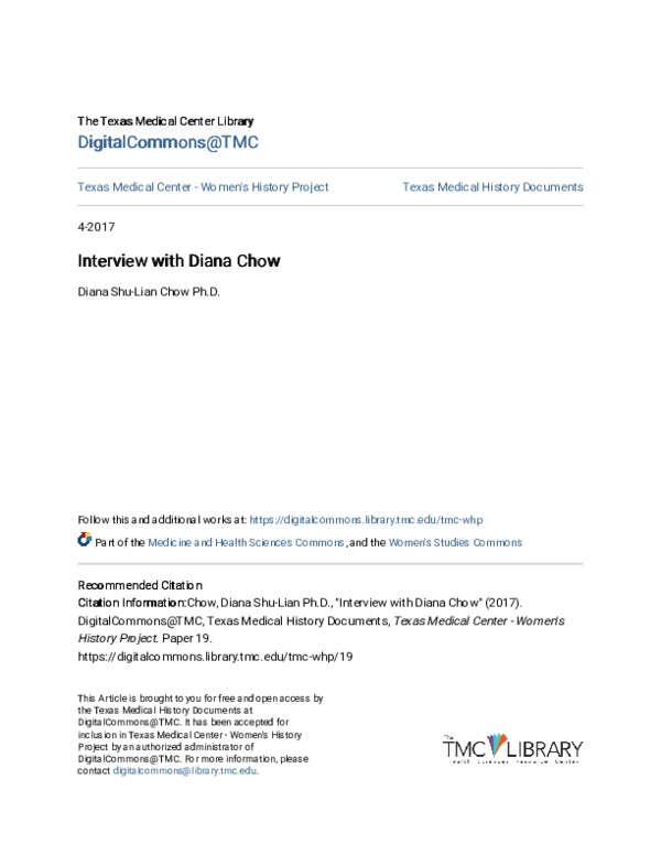 (PDF) Interview with Diana Chow | diana lian - Academia.edu